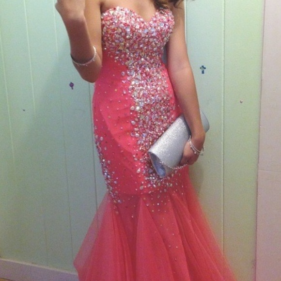 Dresses | Mermaid Sparkly Sweetheart Coral Pink Prom Dress | Poshmark